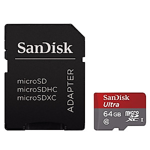 SanDisk Ultra 64GB UHS-I/Class 10 Micro SDXC Memory Card With Adapter- SDSDQUAN-064G-G4A [Old Version]