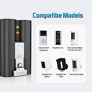 2 Packs 6500mAh Replacement Battery and USB Charging Station,Compatible with Ring-Doorbell Camera 2/3/4,Spotlight Camera and Stick Up Camera,Rechargeable Upgraded Lithium-ion Batteries 3.65V Camera