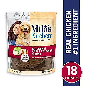 Milo's Kitchen Dog Treats, Chicken & Apple Sausage Slices, 18 Ounce