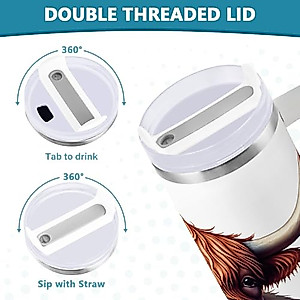 RPLIFE Cute Highland Cow Coffee Tumbler, Stainless Steel Bottle, Insulated Coffee Cups with Lids, Tumbler for Men