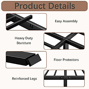 AGXI 20 Inch King Bed Frame No Box Spring Needed, Heavy Duty Tall Metal Platform with Large Storage Space, Easy Assembly Strong Bearing Capacity, Noise Free