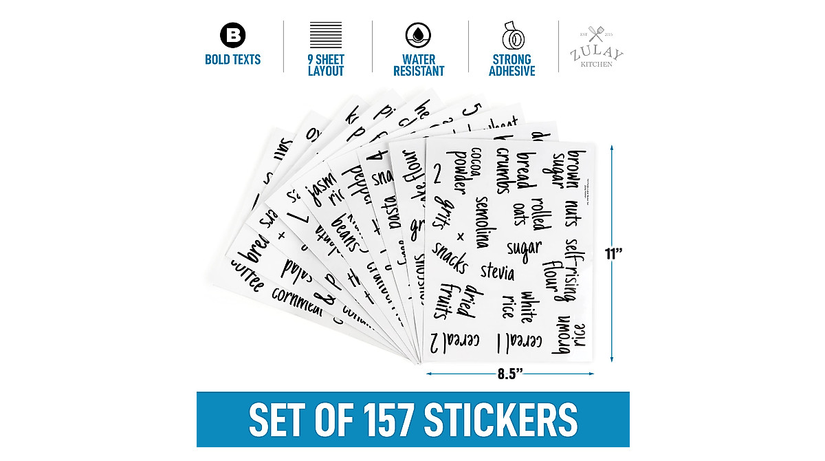 Zulay 157 Kitchen Labels for Quick Pantry Organization