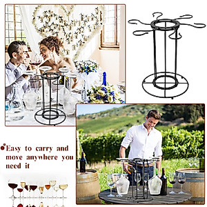 Metal Countertop Wine Glass Rack, Tabletop Bottles Stemware Storage Display Holder Holds 6 Cups 1 Bottle, Freestanding Wine Glasses Stand for Kitchen Home Bar Cabinet Pantry Decor (Style 1)