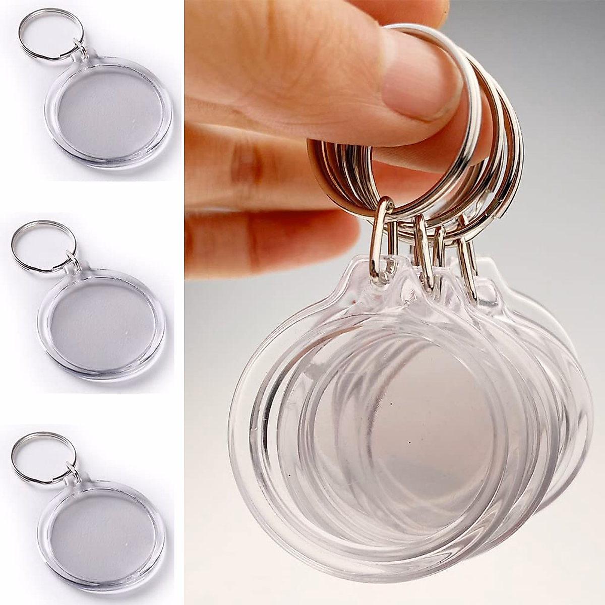 25PCS Clear Round Acrylic Photo Keychains Round Blank Insert Photo Picture Frame Split Ring Keychain Snap In Round Photo Keychrings Wallet Friendly Key Ring for Women Men 1.4 x 1.4 Inch Inner Diameter