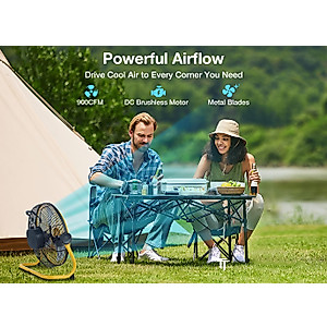 Geek Aire 12" Portable Battery Operated Fan with Metal Blade, 360 Vertical Tilt, 20h Run Time Cordless Fan for Camping Travel Tent Hurricane Home