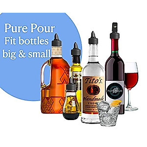 Universal Liquor Pourers with Rubber Dust Caps for Alcohol Bottles, Olive Oil, Syrup, Balsamic Vinegar and More (10 Pack of Pour Spouts)