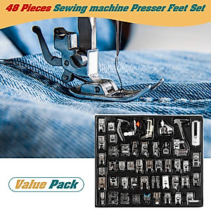Aiskaer 48Pcs Sewing Machine Presser Feet Sewing Foot Set for Brother, Babylock, Singer, Janome, Elna, Toyota, New Home, Simplicity, Kenmore