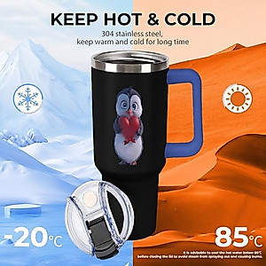 Penguin Lover Bird 40 Oz Car Cup Stainless Steel Travel Mug Leak-Proof Insulated Tumbler with Handle Deep Blue-style