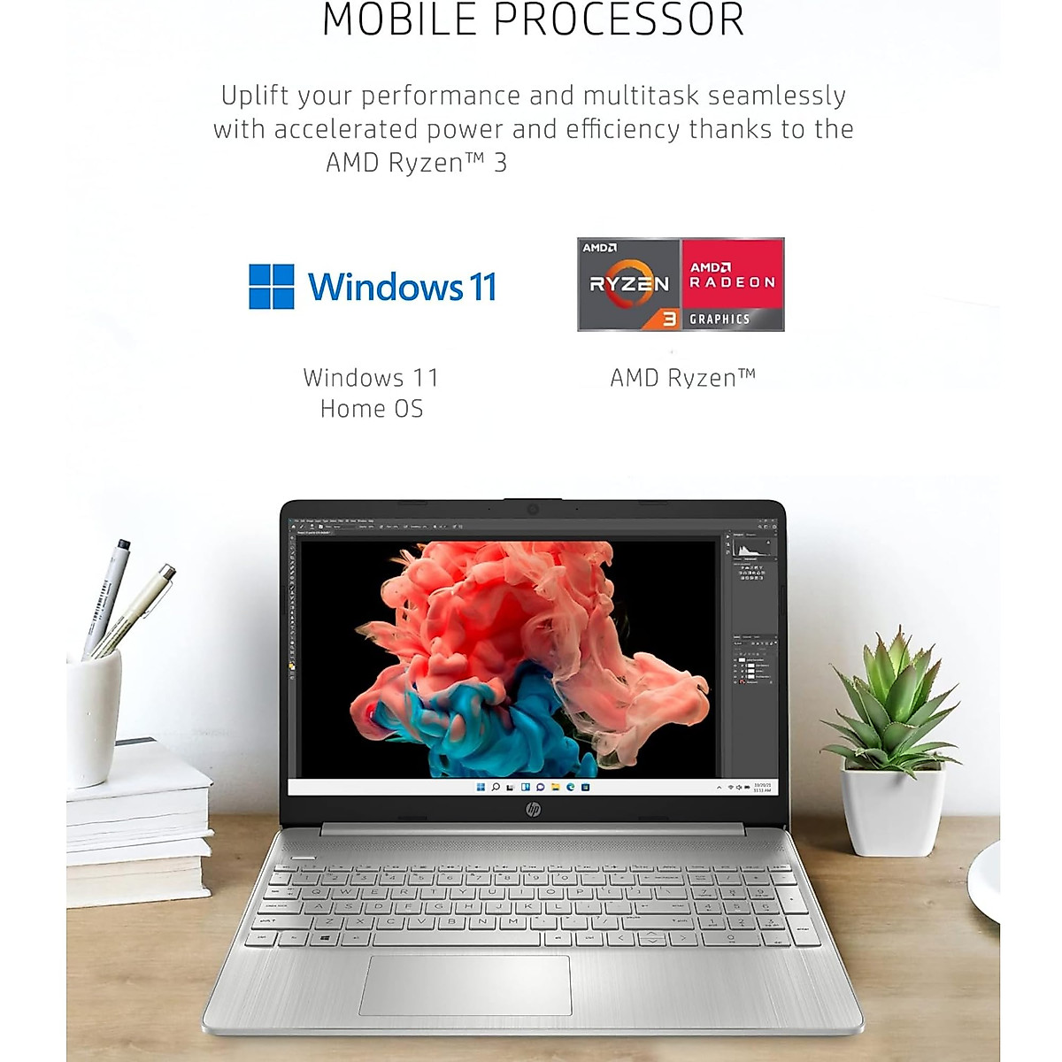 hp Pavilion 15.6"" HD Laptop, AMD Ryzen 3 5300U Processor (Beats i7-1065G7), 20GB RAM, 1TB SSD, SD Card Reader, Long Battery Life, Numeric Keypad, Bluetooth, Type-C, Win11,JVQ mp, Silver
