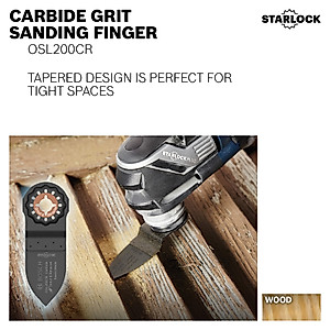 BOSCH OSL200CR 1-Piece 2 In. Starlock Oscillating Multi Tool Grout & Abrasive Carbide Grit Sanding Finger for Applications in Sanding Wood