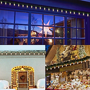 C9 Christmas Lights, 50 LEDs 24.5 FT Faceted String Lights Connectable Commercial Grade Indoor Outdoor, 120V UL Certified Xmas Strawberry Tree Light Strand for Garden Patio Parties, Warm White