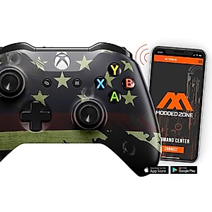 MODDEDZONE Custom MODDED Wireless Controller for Xbox One S/X and PC - With Unique Smart Mods - Best For First Person Shooter Games - Handcrafted by Experts in USA with Unique Design - American Flag