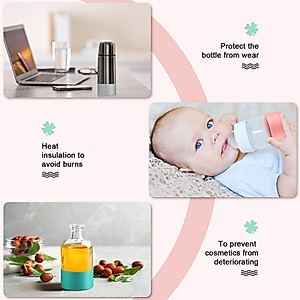 Honeydak 3 Pieces Silicone Sleeve Bottom Base Accessories for 16 oz Spray Bottles Anti Slip Cosmetic Spray Bottom Cover Washable Rubber Bottom Base for 12 to 24 oz Water Bottles (Pink, Blue, Grey)