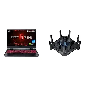 Acer Nitro 5 AN515-58-525P Laptop | Intel i5-12500H | GeForce RTX 3050 | 15.6" FHD 144Hz IPS | 8GB DDR4 | 512GB SSD | Killer Wi-Fi 6 with Predator Connect W6 Wi-Fi 6E Gaming Router | Tri-Band AXE7800