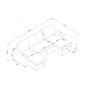 Ball & Cast 96.5" Convertible Sectional Pull Out Couch with Double Storage Chaise&Cup Holders, 4 Seat U-Shaped Sleeper Sofa-Bed w/Removable Cushions for Living Room Apartment Small Spaces, Dark Gray