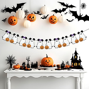Halloween Boo Garland Banner 10Pcs Mouse Boo Banner, Glitter Spooky Ghost Banner for Mouse Theme Halloween Decoration