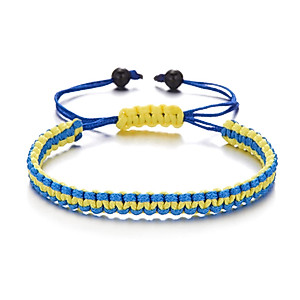 Pingyongchang 4 PCS Ukrainian Yellow Blue Bracelet Set Hand Braided Adjustable Handmade Braided Rope Bracelet String Thread Bracelets Bracelet with Natural Crystal Bracelet