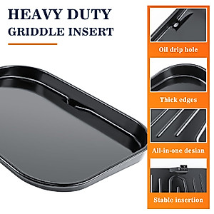 GRISUN Enamel Cast Iron Griddle for Ninja Woodfire Grills (OG700 Series), Outdoor Flat Top Griddle Plate, Compatible with XSKGRDPLT for Ninja OG701, Griddle Pan with Oil Hole, Insert