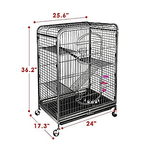 Ferret Cage Rabbit Chinchilla Rat Cage Small Animal House 37" 4 Levels GPJCFCDUS