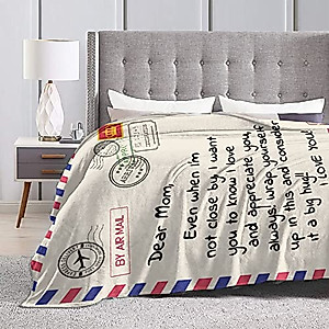 Poitvd Throw Blankets Anniversary Birthday Gift for Mom from Daughter Son, Dear Mom Blanket for Mother's Day, Super Soft Flannel Throw Blankets for Christmas Valentines Day for Bed Couch