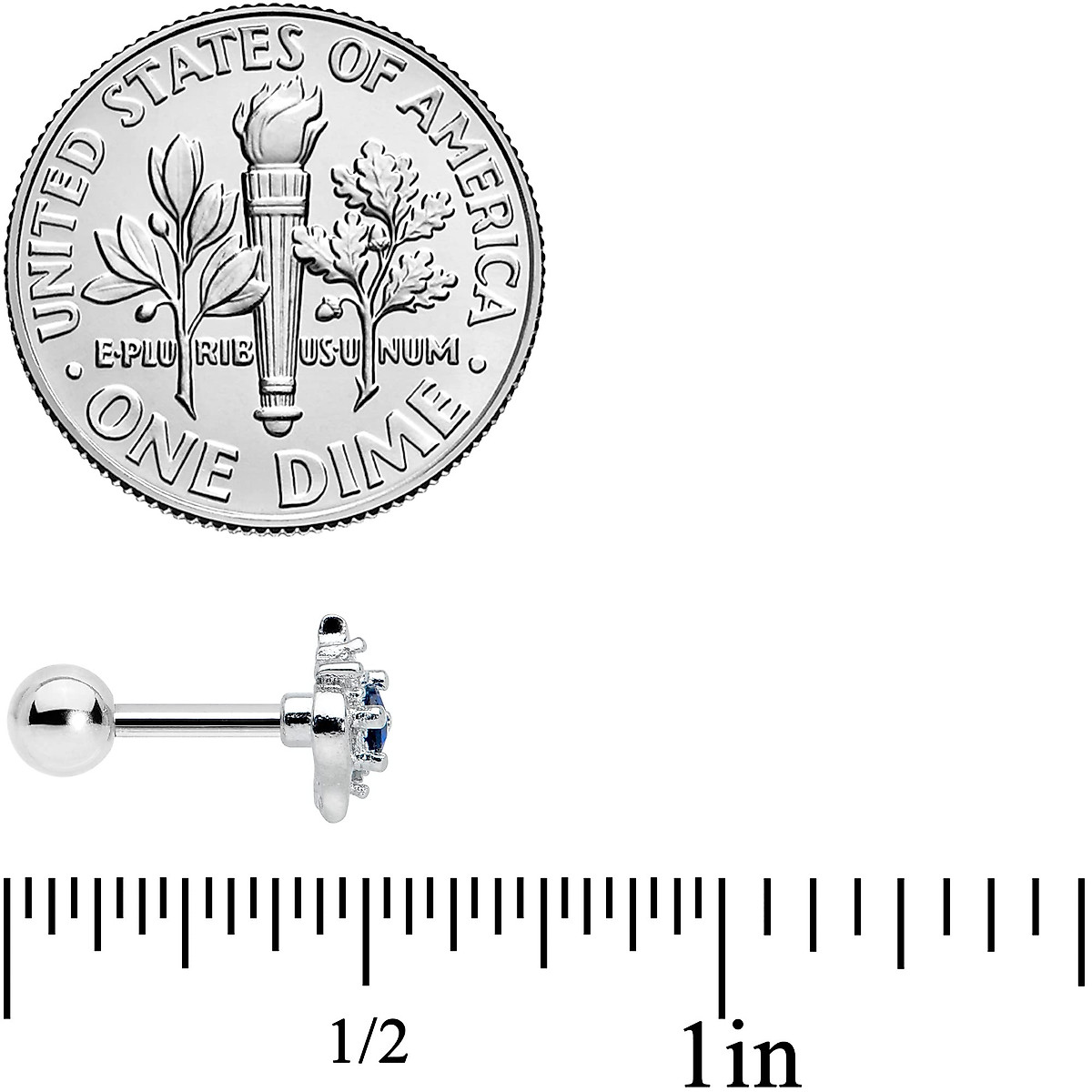 Body Candy 16G Womens Stainless Steel Clear Blue Accent Swirl Cartilage Earring Helix Tragus Jewelry 1/4"