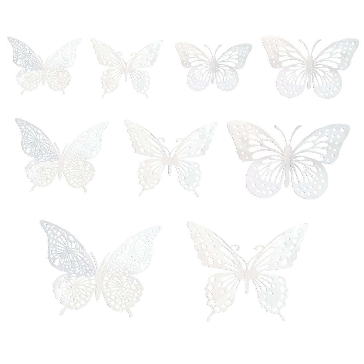 Gyufise 36 Pack Silver Laser 3D Butterfly Cupcake Toppers Hollow Butterfly Cake Decorations for Birthday Wedding Fairy Party Butterfly Wall Sticker Decal for Background Wall Decoration