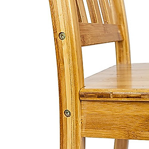 2pcs Bamboo Dining Chairs Simple Design Wooden Bedroom Study Chairs High-Back Wood Natural Color