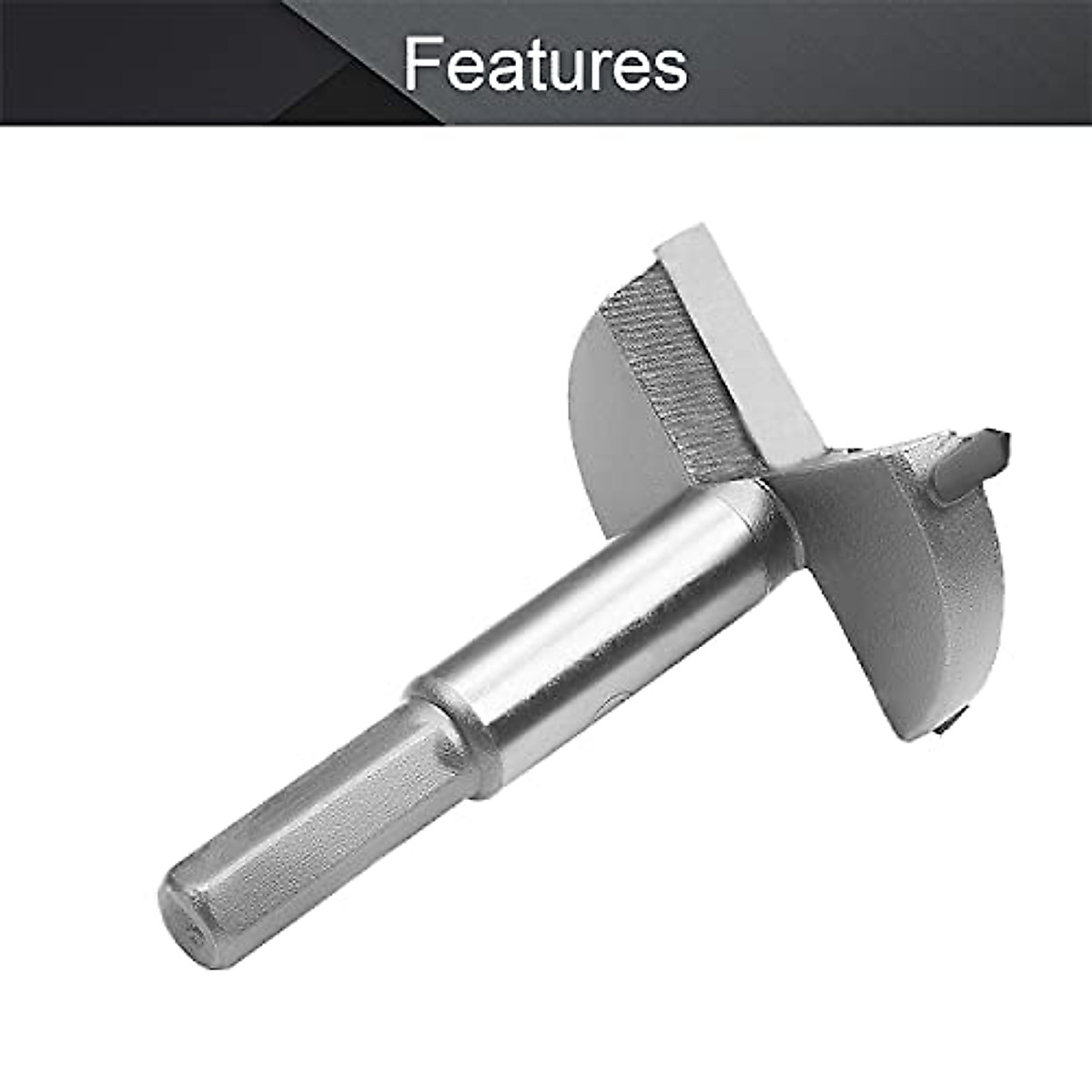 Utoolmart Forstner Drill Bits, 50mm Cemented Carbide Wood Cutter Tool, Hex Shank Woodworking Hole Saw Cutter, 80mm Length Woodworking Hole Boring Bit, Gray, 1 Pcs