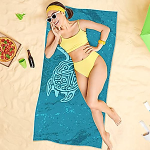 DECOMEN Beach Towel, Microfiber Beach Towels, Oversized Lightweight Quick Dry (73" x 35") Sand Proof, Absorbent, Compact, Beach Blanket, Lightweight Towel for The Swimming, Sports, Beach-Sea Turtle