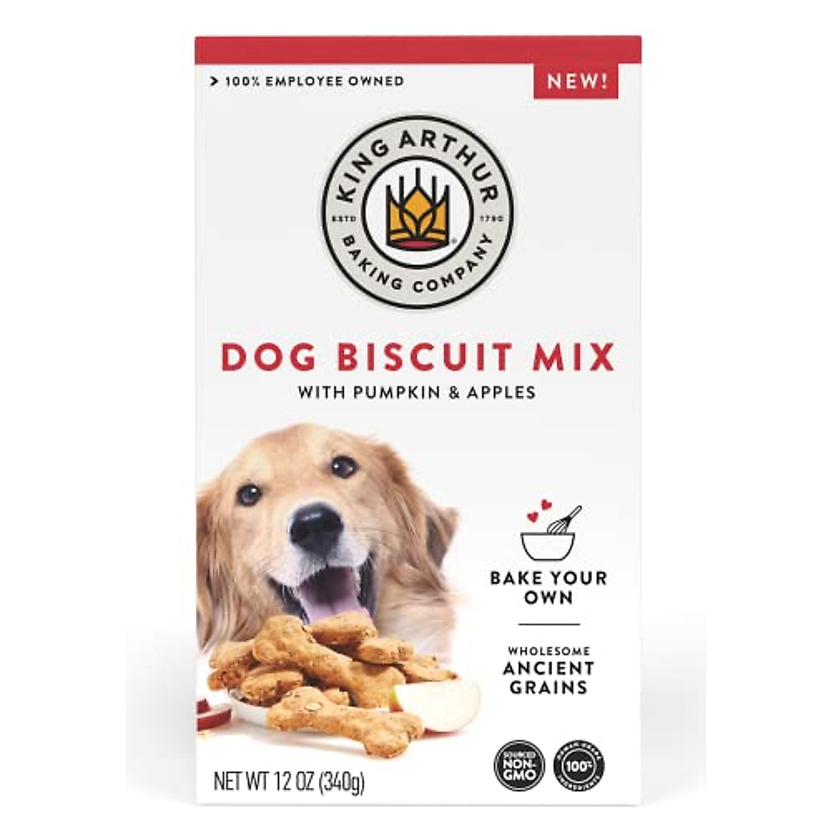King Arthur Baking Company Dog Biscuit Mix, Pumpkin & Apple, Homemade Dog Treats, 12oz
