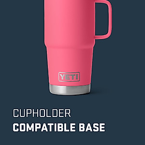 YETI Rambler 20 oz Travel Mug, Stainless Steel, Vacuum Insulated with Stronghold Lid, Tropical Pink