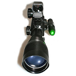 Rifle Scopes Combo 4-12X50eg Riflescopes Tactical Dual Illuminated Optical Holographic Red/Green Reflex Dot Sight Bullet-Shape Laser for Hunting Practitioner