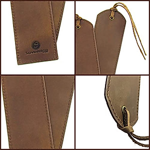 Leather Bookmarks for Men and Women | Quality Brown Mens Bookmark | 2 Smooth Handmade Leather Book Markers for Men Women Book Lovers Readers (7x2") Leather Gift | Sovereign-Gear