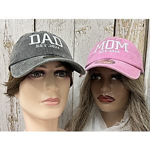 Enodtter Embroidered Dad Mom EST 2024 Hats for Men Women, Mr Mrs Hubby Wifey Mama & Papa Matching Baseball Cap, Anniversary Wedding Gifts