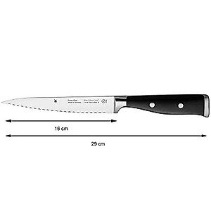 WMF Knife Block with 6 Pieces Grand Class Performance Cut Double Serrated Blade Made in Germany Forged Special Blade Steel - Stainless Steel Rivets Plastic Handles Knife Block of Bamboo