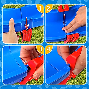 VATOS Water Toy for Kids,39pcs DIY Mini Water Park Building Blocks Toy on Table or Lawn,Beach, Waterway Playset with 2 Boats, for Kids in Summer Outdoor Backyard