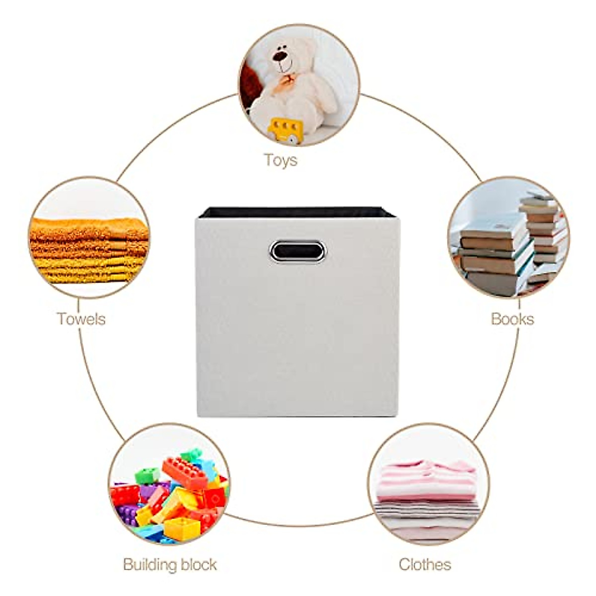 Jermichoc 13x13 Inch Storage Bins, 4 Pack Foldable Cube Storage Baskets Containers for Office Home Closet Shelves Organization (Grey)