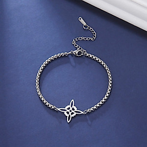 Dreamtimes Witch Knot Charm Bracelet Silver Color Witch Bracelet for Women Celtic Knot Bracelet Witches Knot Protection Amulet Triquetra Bracelet Wiccan Jewelry Satanic Bracelet (SILVER)