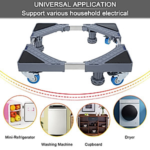 Artilife Adjustable Mobile Base,Multi-functional Movable Base with 4 Single Wheels 4 Feet for Washing Machine,Dryer and Refrigerator