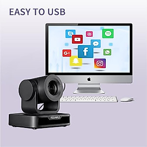 FEELWORLD USB10X Video Conference Webcam USB PTZ Camera 10X Optical Zoom Full HD 1080p for Live Streaming Church Business Education Medical Conference Room Camera System