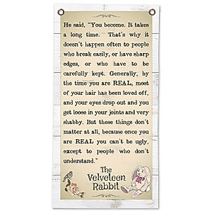 The Velveteen Rabbit Quote Wall Art - Literary and Book Page Wall Art, Inspirational Poster for Book Lovers, Great Nursery and Kids Room Decor and Gift, 16x32 Canvas Wall Scroll Art Print Poster