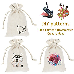 GWZiehory 60 Pieces Cotton Drawstring Bags, Reusable Muslin Bag (4 by 6 inch) for Storage, Teas, Candy, Spices, Soaps, Jewelry, Gifts, Wedding Party Favors and DIY Craft Home Decor