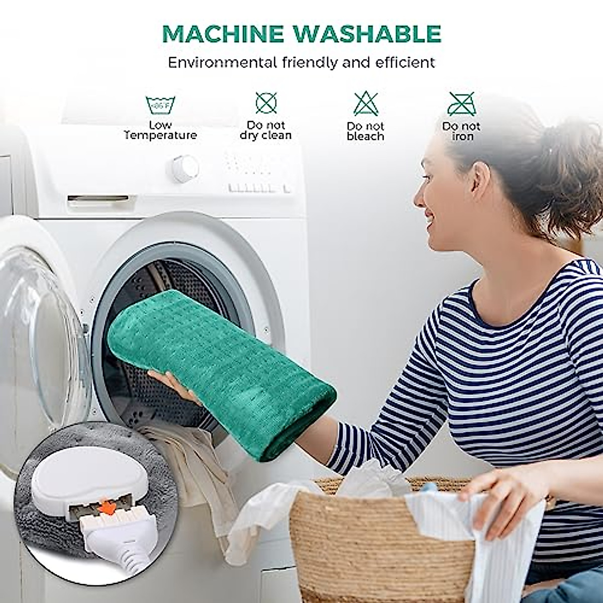 NOWWISH Heating Pad for Back Pain & Cramps Relief, XL Moist Heat Electric Heating Pads with Auto Shut Off Large, Gifts for Women Men, 12 "x 24 Green