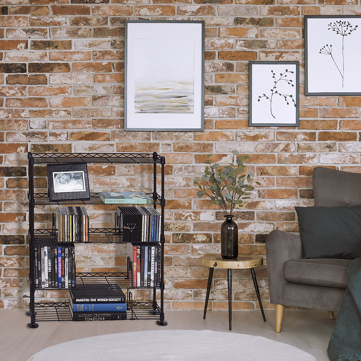 Atlantic Maxsteel 5 Tier Shelving - Heavy Gauge Steel Wire Media Shelving for 275 CDs,152 DVDs, Blu-ray or Games PN3010 in Black