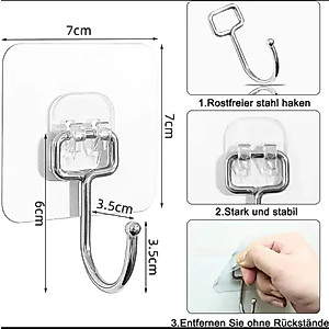 Generic Ultra Strong 50lb (Max) Transparent Self-Adhesive Hooks - Heavy-Duty Wall Hooks for Kitchen, Bathroom, Ceiling, and More - The Ultimate Organizational Solution (Pack of 10), ZJH-G-BST008