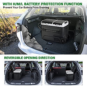 F40C4TMP 12 Volt Portable Refrigerator, 54 Quart Dual Zone Car Freezer With Independent Temperature Control, -4℉ to 68℉,51L Compressor Fridge With Wheels & 2 Baskets For Camping, Travel, Road Trip, Vehicle, Car, Truck, Van, RV, Outdoor and Home--12V/24V D