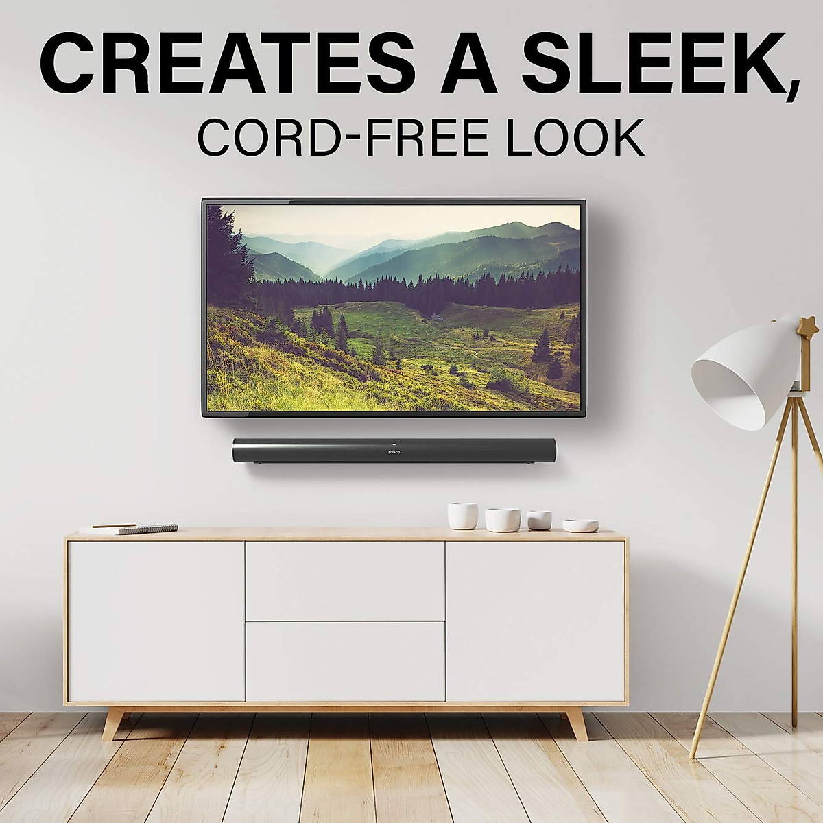 Sanus Extendable Soundbar Wall Mount Designed for Sonos Arc Sound bar - Low Profile & Audio Enhancing Design for Dolby Atmos -OSSAWM1-B2