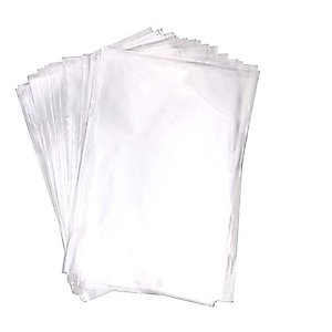 Mini Skater 8" x 12" Clear Treat Bags OPP Cello Cellophane Flat Bag With 50Pcs Gold Color Twist Ties For Wedding Gift Candy Cookie Bakery Bread Dessert, 50Pcs