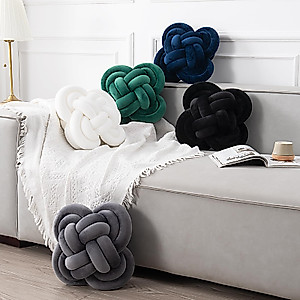 Xiashrk Knot Pillow, Decorative Throw Pillows with Soft Plush for Couch, 12" Knotted Pillows Black Dorm Room Decor Knot Pillow Ball Decorative Cushion for Bed Living Room