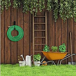 Urban Deco Hose Holder Hook, Wall Mounted Water Hose Storage Hanger,Heavy Duty Metal Hose Bracket,Holds 125-Feet of 5/8-Inch Hosepipe Black
